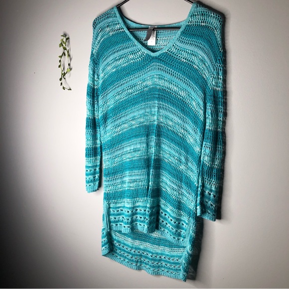 212 Collection | Tops | Y2k Crotchet Blue Striped Sweater | Poshmark